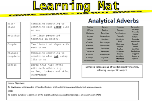 Outstanding poetry lesson- About His Person | Teaching Resources