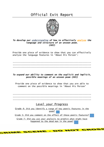 Outstanding poetry lesson- About His Person | Teaching Resources