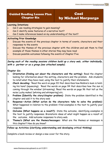Cool by Michael Morpurgo Guided Reading Plans | Teaching Resources