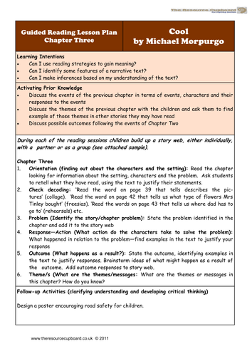 Cool by Michael Morpurgo Guided Reading Plans | Teaching Resources Cool by Michael Morpurgo Guided Reading Plans | Teaching Resources