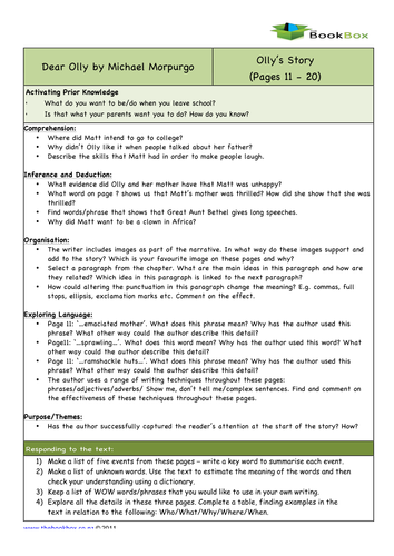Dear Olly by Michael Morpurgo Guided Reading Plans | Teaching Resources Dear Olly by Michael Morpurgo Guided Reading Plans | Teaching Resources