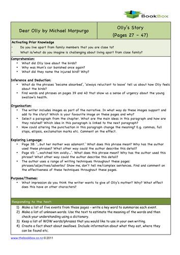 Dear Olly by Michael Morpurgo Guided Reading Plans | Teaching Resources Dear Olly by Michael Morpurgo Guided Reading Plans | Teaching Resources