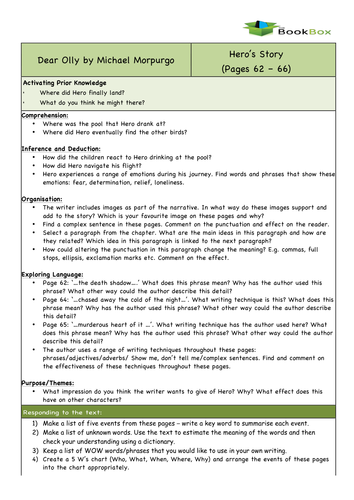 Dear Olly by Michael Morpurgo Guided Reading Plans | Teaching Resources Dear Olly by Michael Morpurgo Guided Reading Plans | Teaching Resources