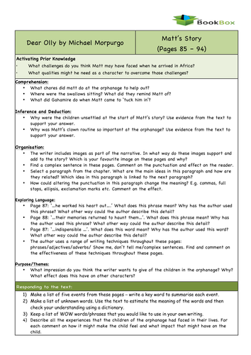 Dear Olly by Michael Morpurgo Guided Reading Plans | Teaching Resources Dear Olly by Michael Morpurgo Guided Reading Plans | Teaching Resources