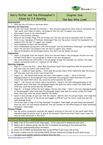 Harry Potter and the Philosopher's Stone by J K Rowling Guided Reading ...