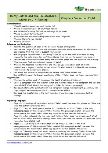 Harry Potter and the Philosopher's Stone by J K Rowling Guided Reading ...