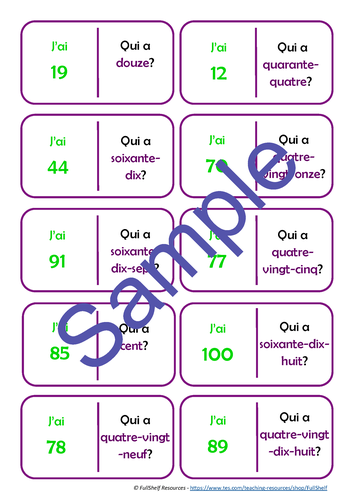 French Numbers to 100 Games | Teaching Resources