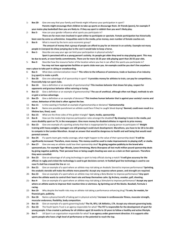 OCR GCSE 2016: PE Engagement patterns, commercialisation, and ethical ...