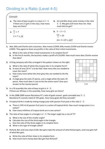 Dividing in a Ratio (Level 4-5) | Teaching Resources
