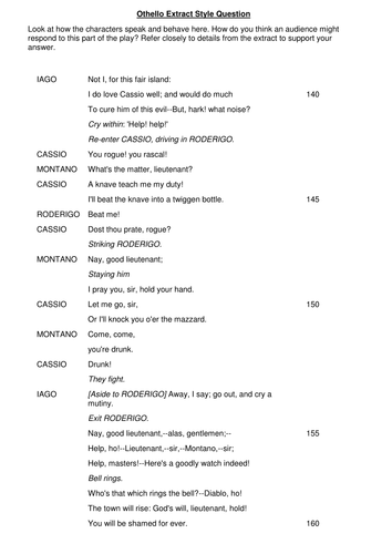 REVISION: EDUQAS GCSE English Lit. 'Othello' - Writing Scaffold ...