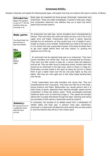 GCSE PE WAGOLL's for 12 mini essay questions. | Teaching Resources