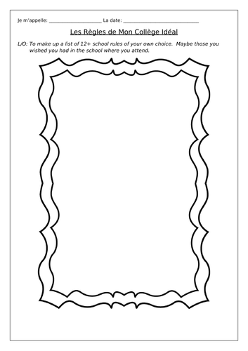 FRENCH - School Rules - Worksheets | Teaching Resources