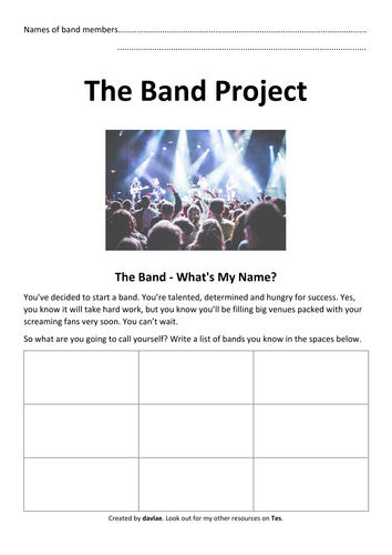The Band Project | Teaching Resources