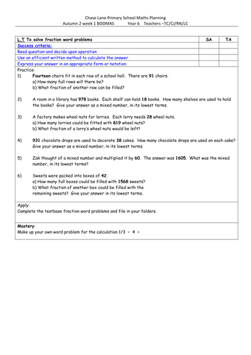 Year 6 revision:conversions, area and perimeter, fractions, percentages ...