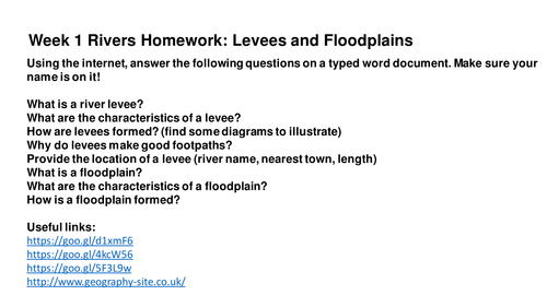 AQA Geography 1-9 Rivers: 3 weeks homework tasks | Teaching Resources