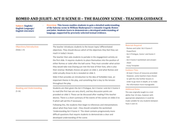 Romeo and Juliet: Act 2 Scene 2 - The Balcony Scene! | Teaching Resources