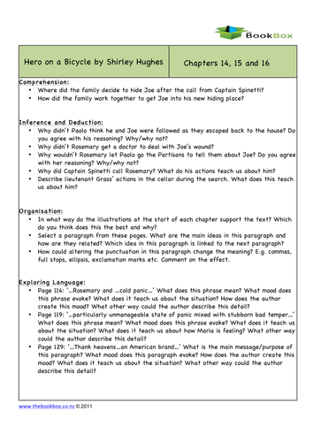 Hero on a Bicycle by Shirley Hughes Guided Reading Plans | Teaching ...
