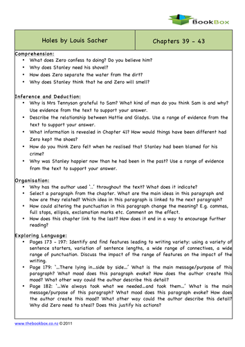 Holes By Louis Sachar Guided Reading Plans | Teaching Resources