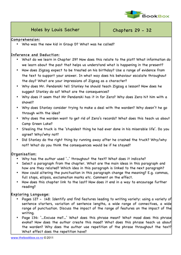 Holes By Louis Sachar Guided Reading Plans | Teaching Resources