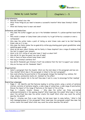 Holes By Louis Sachar Guided Reading Plans | Teaching Resources