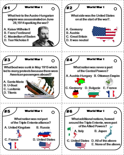 World War 1 Task Cards | Teaching Resources