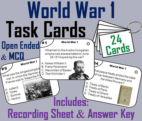 World War 1 Task Cards and Activities Bundle | Teaching Resources