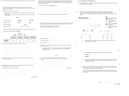 AQA Alevel Biology Exam question summary for Genetics topics | Teaching ...