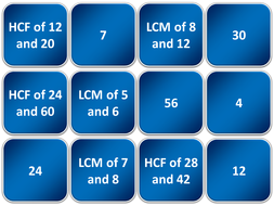 LCM and HCF Matching Activity | Teaching Resources