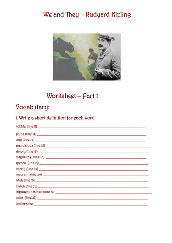 Rudyard Kipling PPT & ‘We and They’ worksheets | Teaching Resources