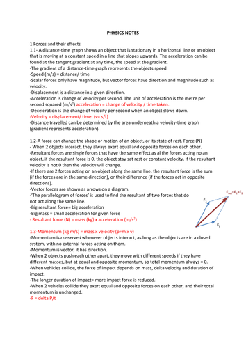 Physics AQA iGCSE revision notes | Teaching Resources