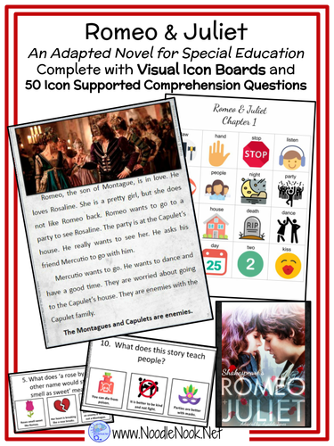 Romeo & Juliet- An Adapted Novel for Special Education and Autism Units ...