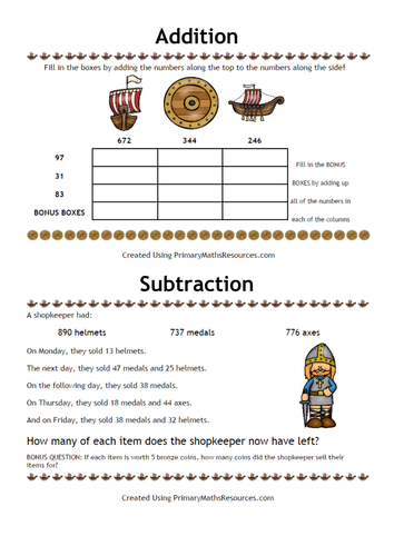 Viking Themed Maths Worksheets - Year 5 | Teaching Resources