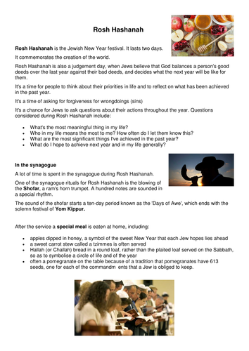 KS3 - Judaism & Forgiveness: Yom Kippur / Rosh Hashanah | Teaching ...