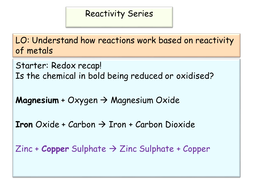New GCSE AQA Chemistry Reactivity Series | Teaching Resources