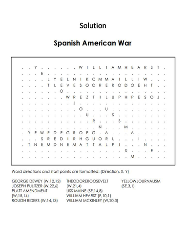 Spanish American War Word Search | Teaching Resources