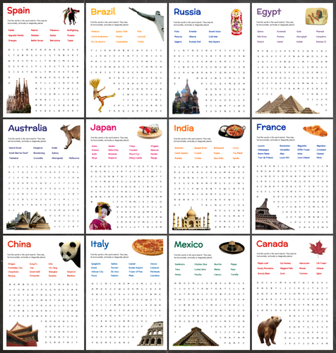Countries (Word Searches) | Teaching Resources