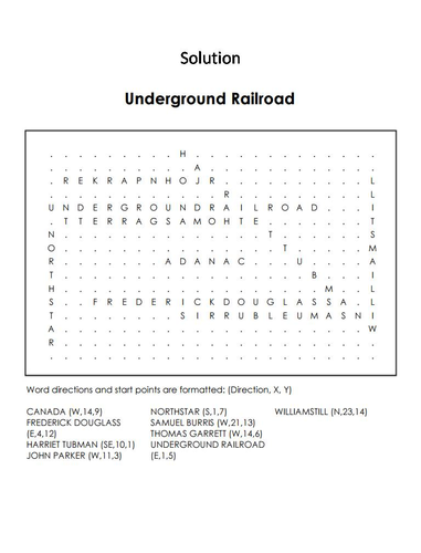 Underground Railroad Word Search | Teaching Resources