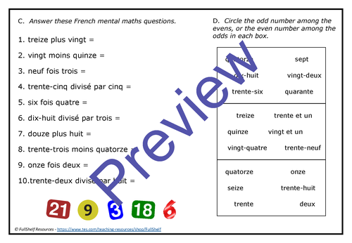 French Numbers (Les Nombres) Worksheets | Teaching Resources