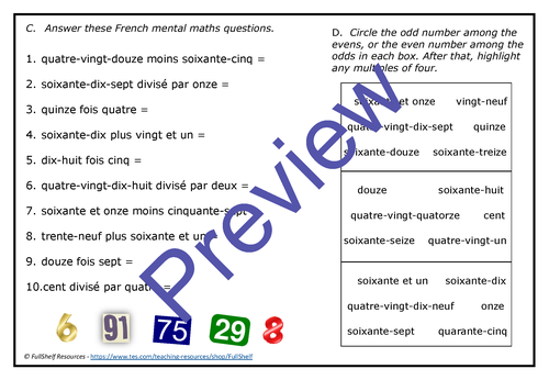 French Numbers (Les Nombres) Worksheets | Teaching Resources