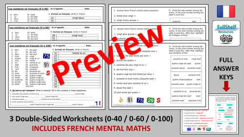 French Numbers (Les Nombres) Worksheets | Teaching Resources