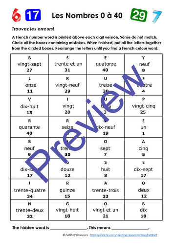 French Numbers (Les Nombres) Worksheets | Teaching Resources