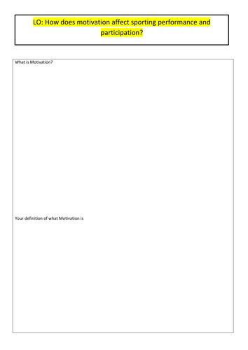 BTEC Unit 3 Sport and Exercise Psychology Outcome 1 Motivation ...