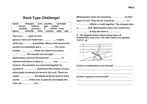 KS3 Unit 8H Chemistry - Rock Cycle (8a 8b Igneous, metamorphic, 8d ...