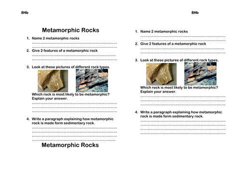 KS3 Unit 8H Chemistry - Rock Cycle (8a 8b Igneous, metamorphic, 8d ...