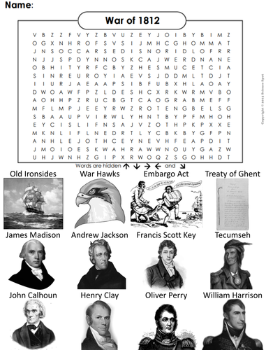War of 1812 Word Search | Teaching Resources