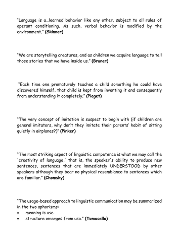 A Level English Language Unit 2 "Child Language Acquisition" | Teaching ...