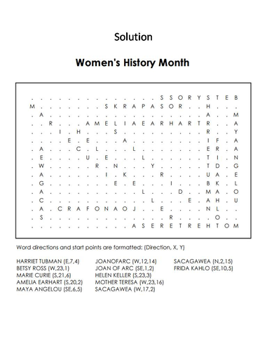 Women's History Month Word Search | Teaching Resources