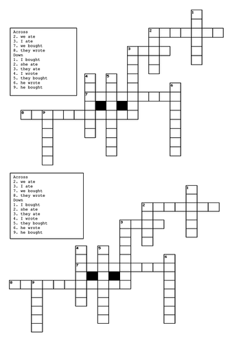 Word puzzle (criss cross) on regular verbs in the preterite tense ...