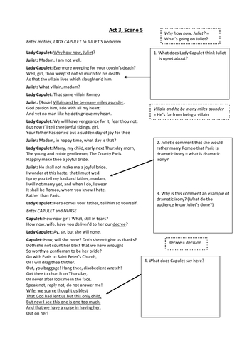 'Romeo and Juliet' Act 3, scene 5 analysis activity | Teaching Resources