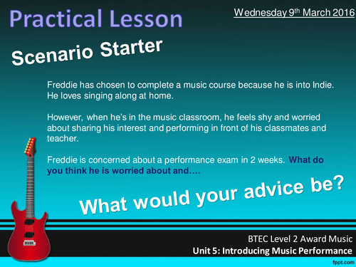 BTEC Music Unit 5 Introduction to Music Performance | Teaching Resources